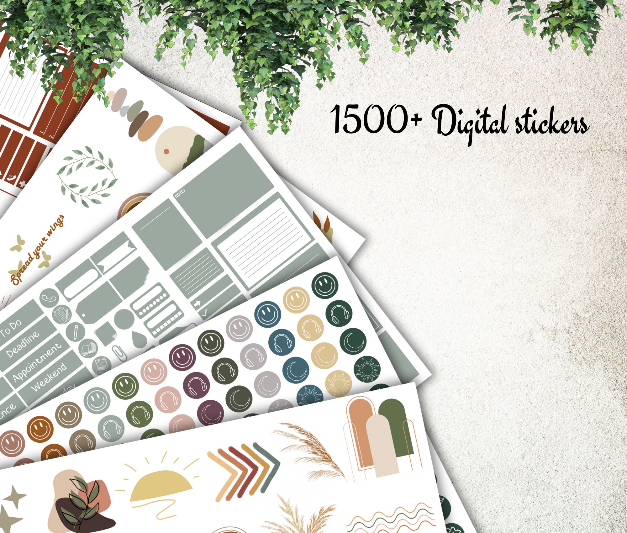 Boho Digital Planner Goodnotes Template Monthly Calendar Boho Planner ...