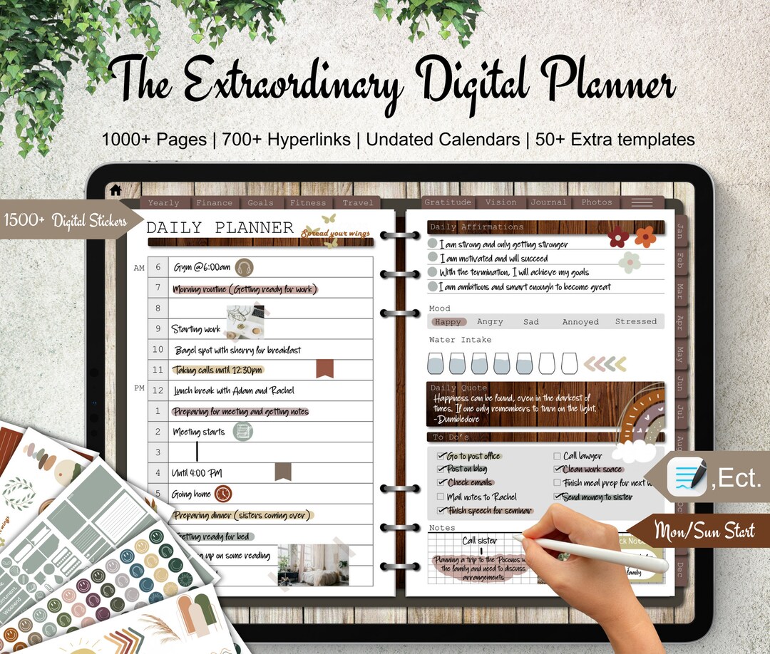 Boho Digital Planner Goodnotes Template Monthly Calendar Boho Planner ...