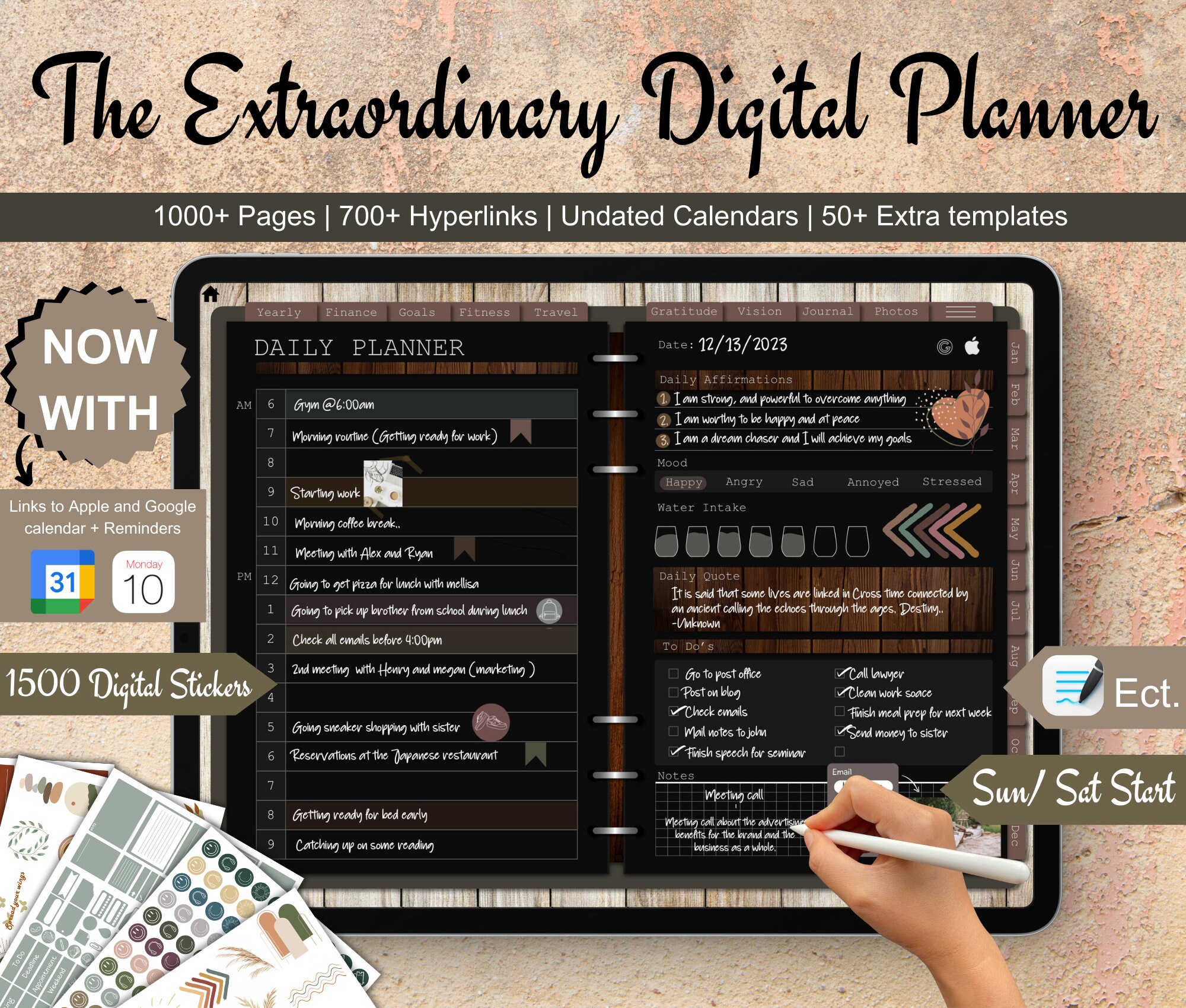 Boho Digital Planner Goodnotes Template Monthly Calendar Planner Weekly ...