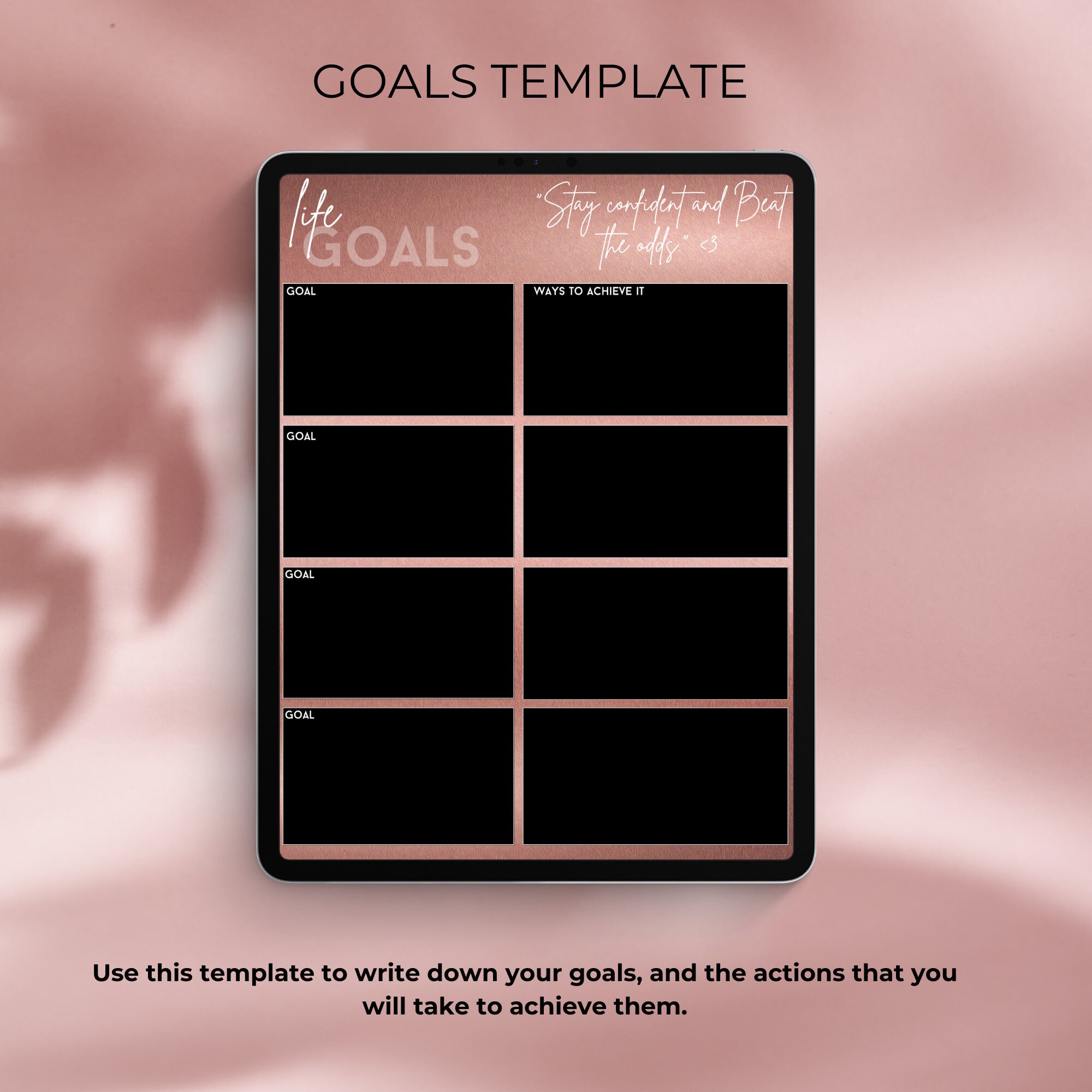 Rose Gold Digital Planner Template Goodnotes Monthly Calendar Weekly ...