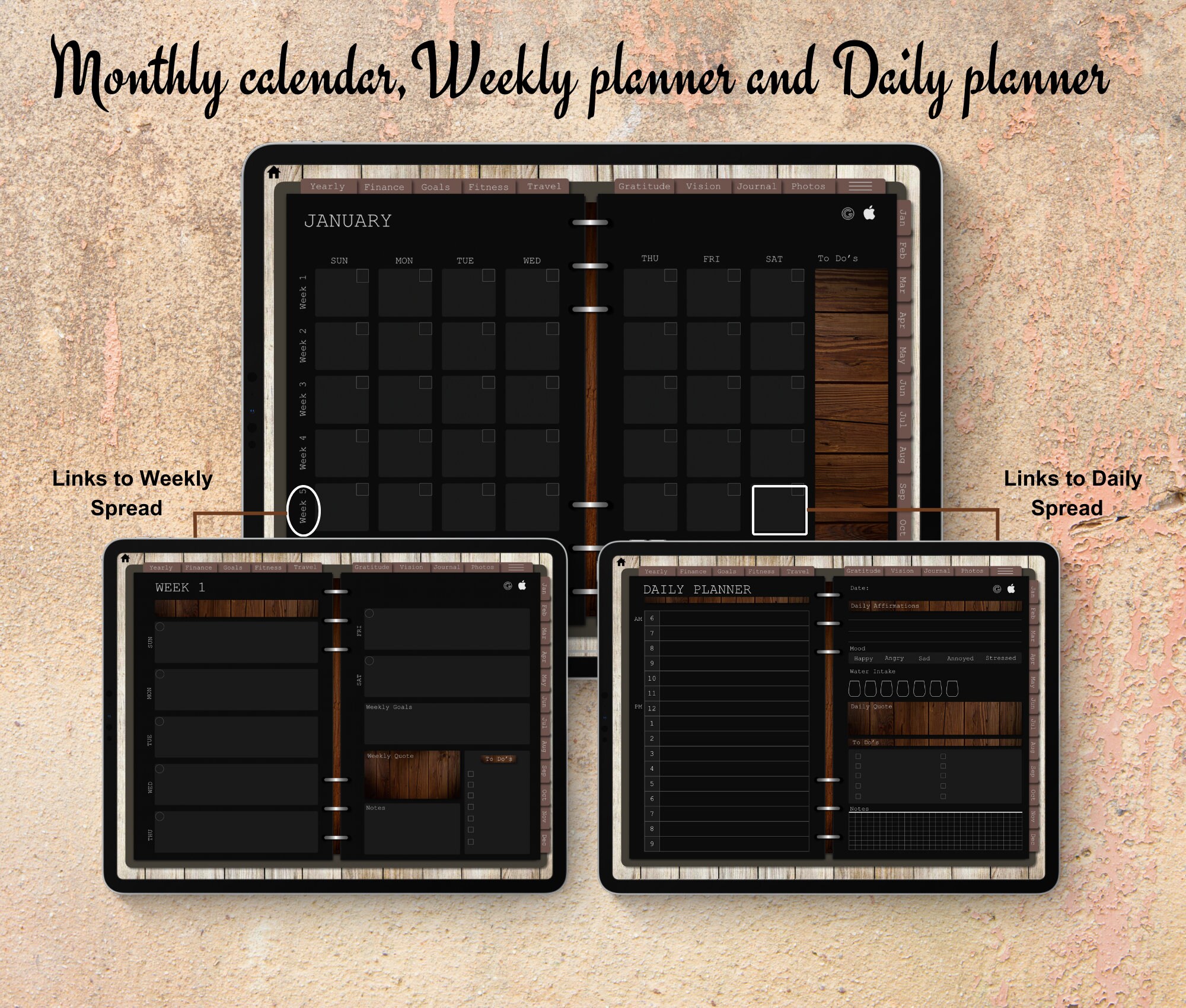 Boho Digital Planner Goodnotes Template Monthly Calendar Planner Weekly ...
