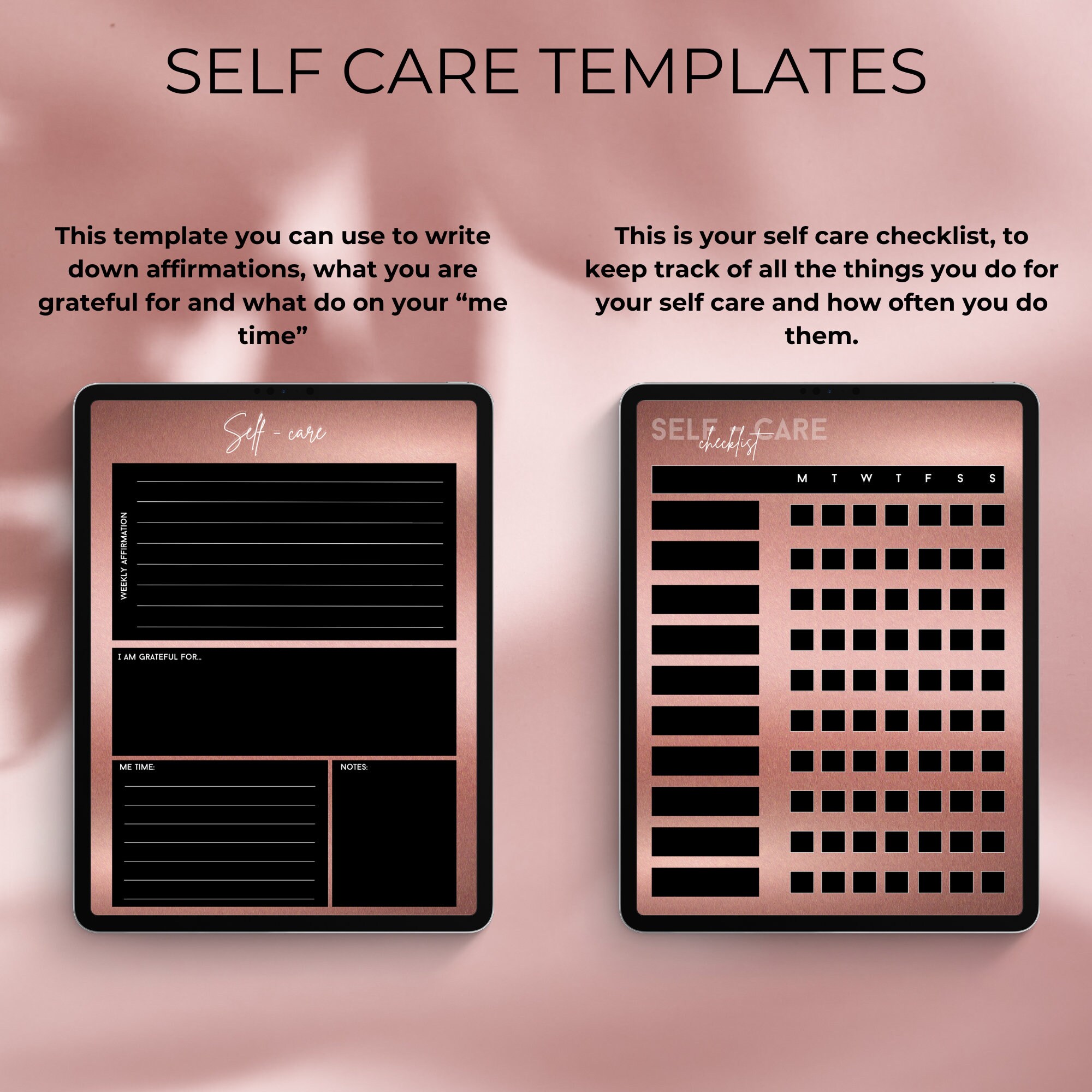 Rose Gold Digital Planner Template Goodnotes Monthly Calendar Weekly ...
