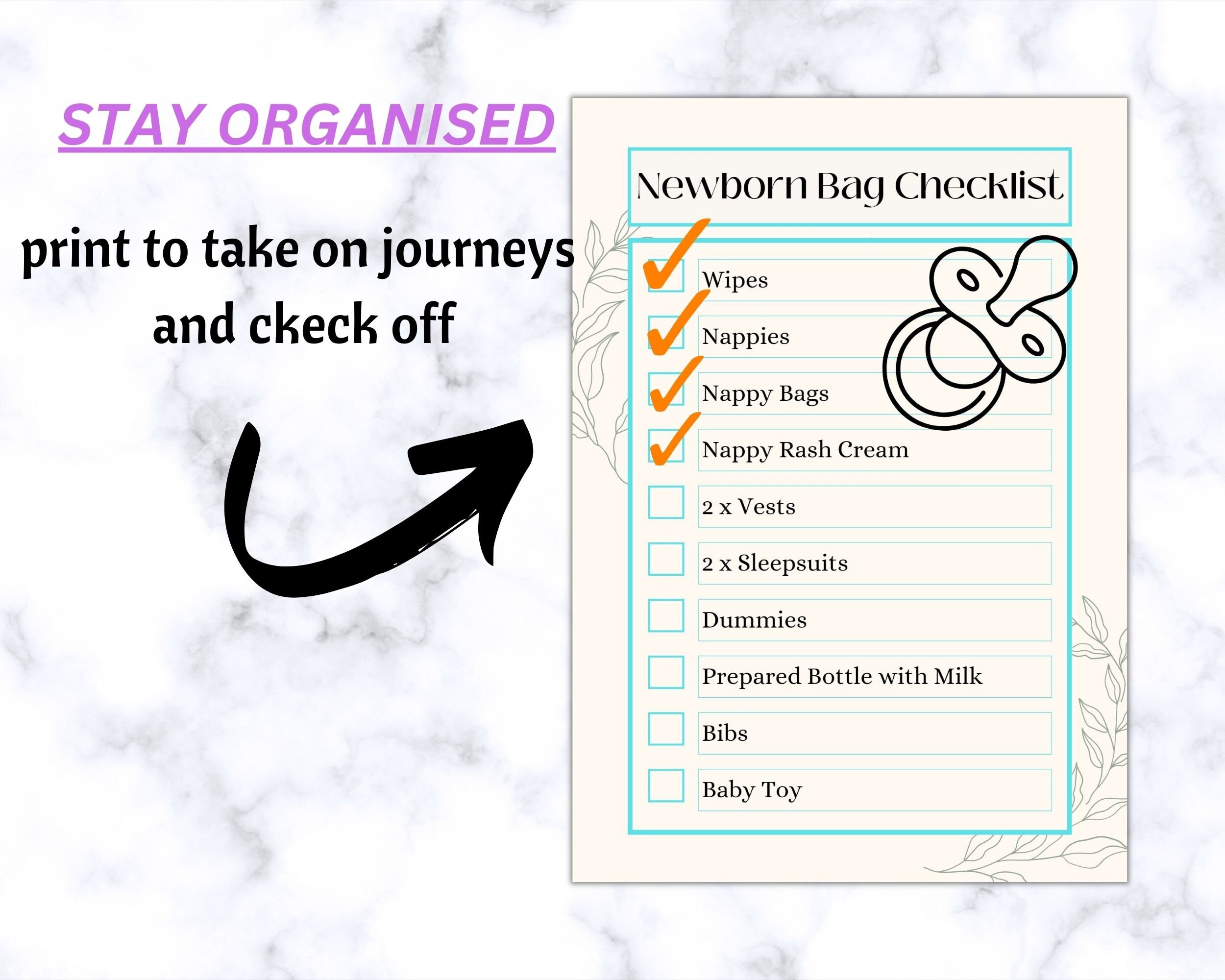 Nappy Bag Checklist, Travel Bag Ckecklist, Newborn Bag Checklist, Mum ...