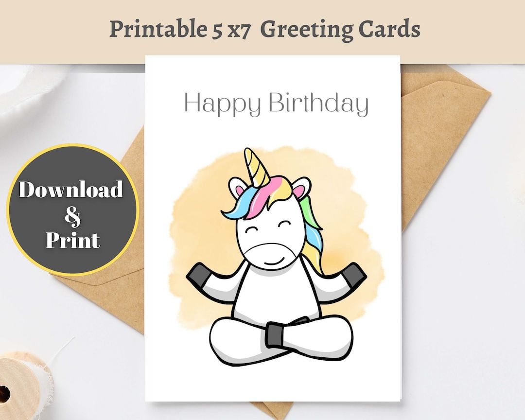 Happy Birthday Unicorn Printable 5x7 Birthday Card Fairytale Fun for ...