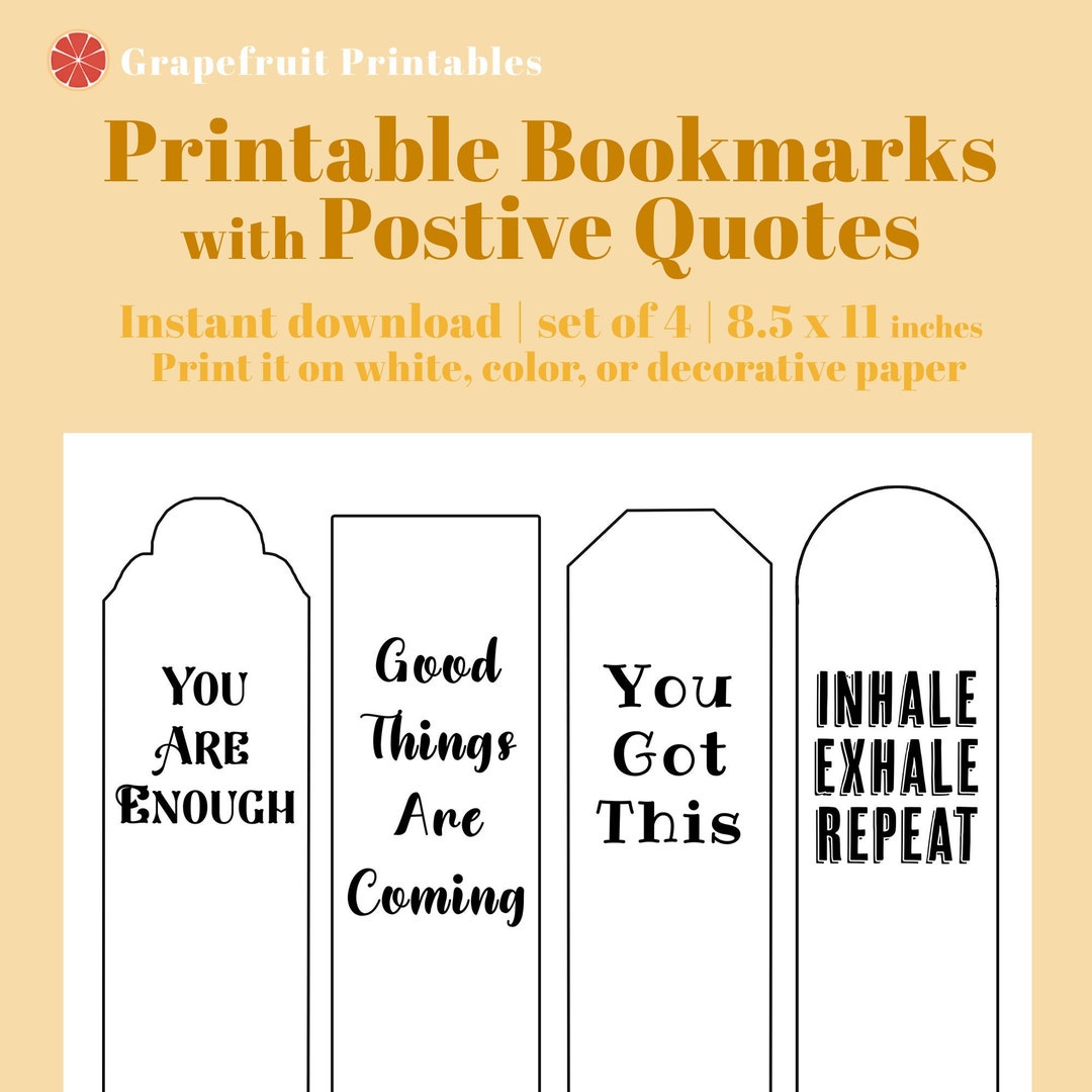 Printable Bookmarks With Positive Quotes - Etsy