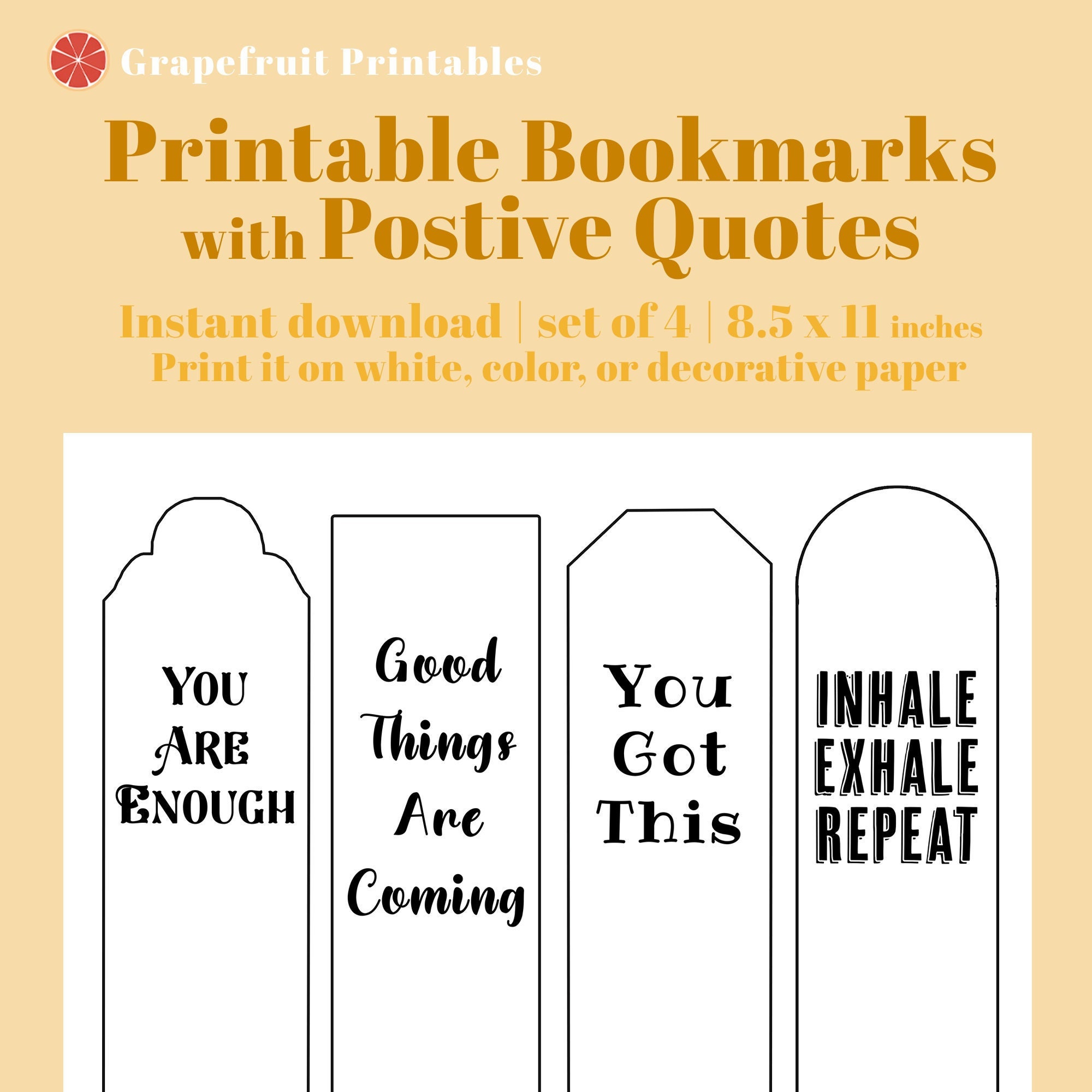 Printable Bookmarks With Positive Quotes - Etsy