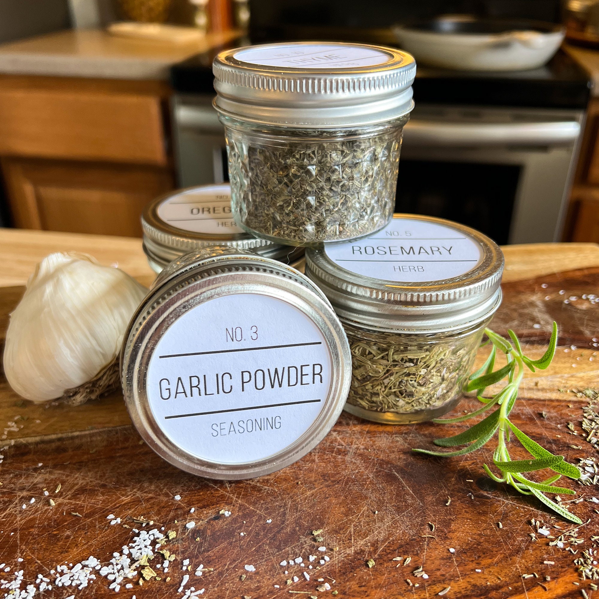 Minimalist Clean Round Spice Jar Labels, Regular Mason Jar Lid ...