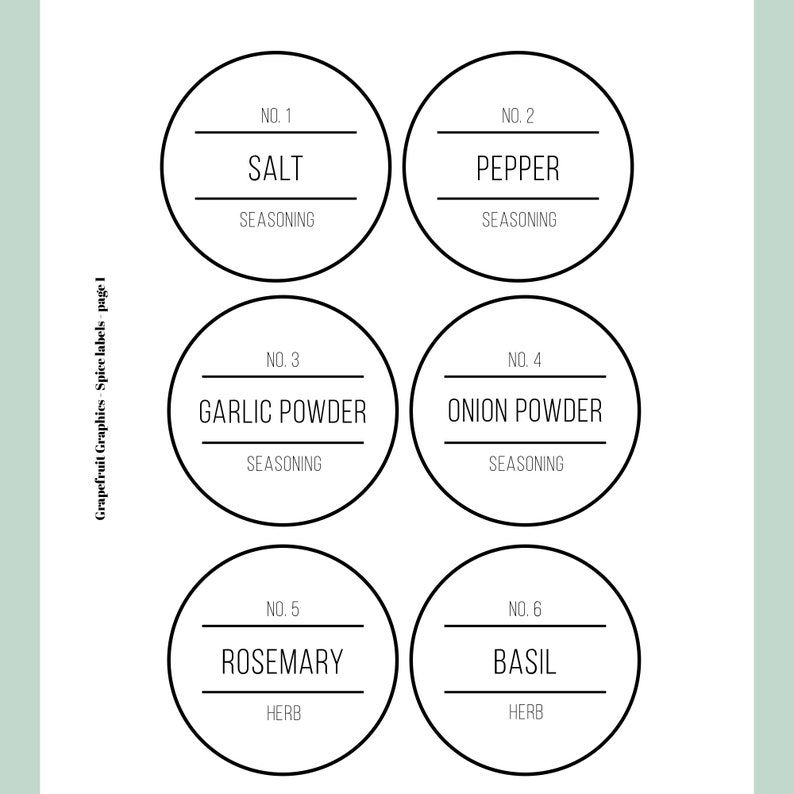 Minimalist Clean Round Spice Jar Labels, Regular Mason Jar Lid ...