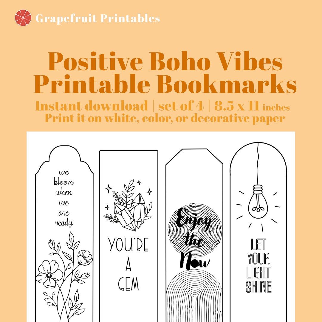 Boho Vibes Printable Bookmarks - Etsy