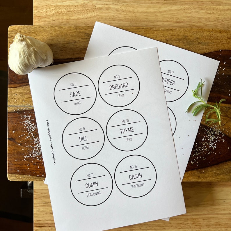 Minimalist Clean Round Spice Jar Labels, Regular Mason Jar Lid ...