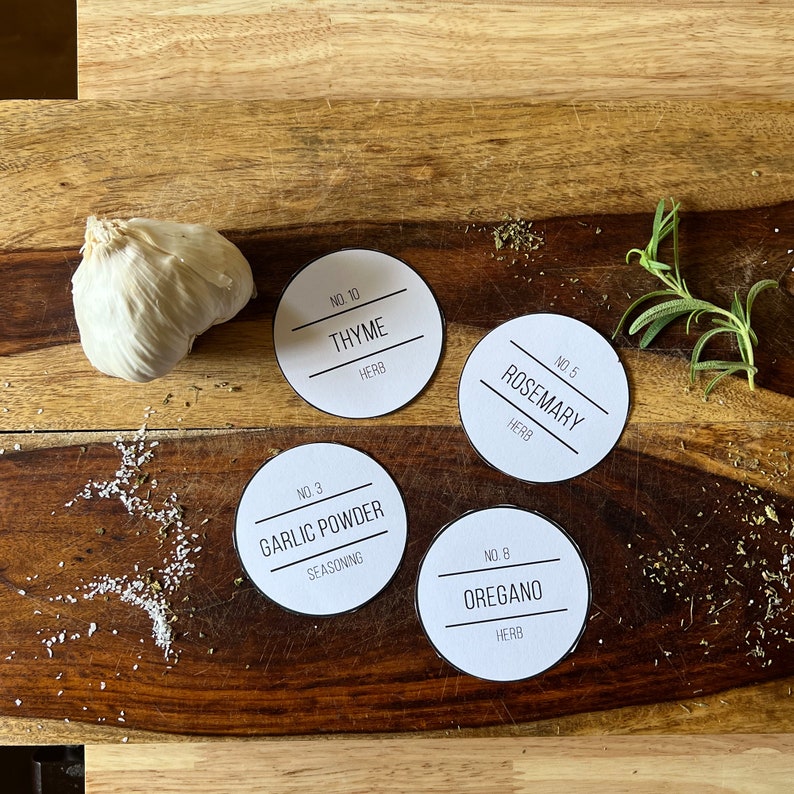 Minimalist Clean Round Spice Jar Labels, Regular Mason Jar Lid ...