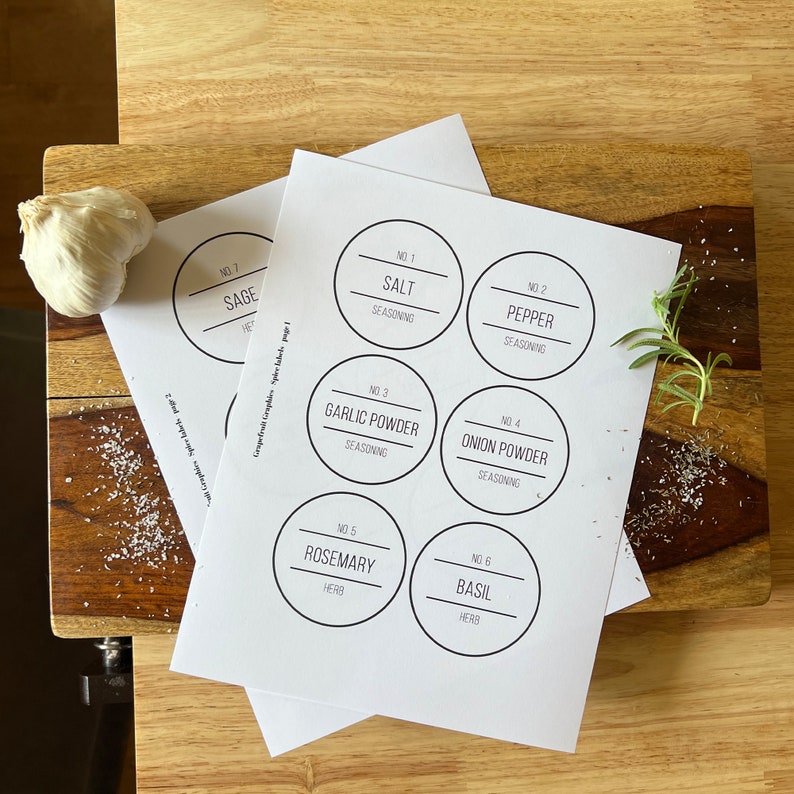 Minimalist Clean Round Spice Jar Labels, Regular Mason Jar Lid ...