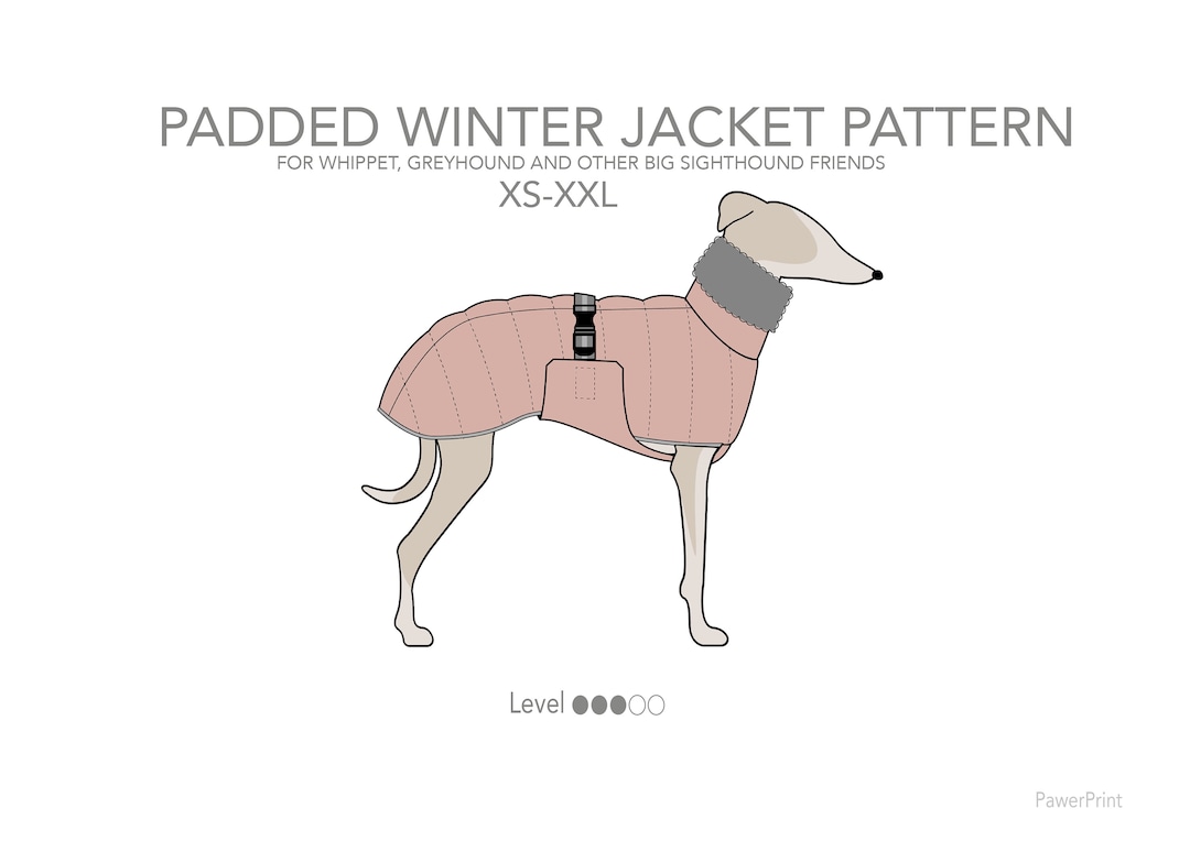 Padded Winter Jacket. Pdf Sewing Pattern for Whippet, Greyhound and ...
