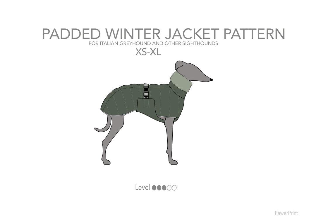 Padded Winter Jacket / Winter Coat Pattern Pdf for Italian Greyhound ...