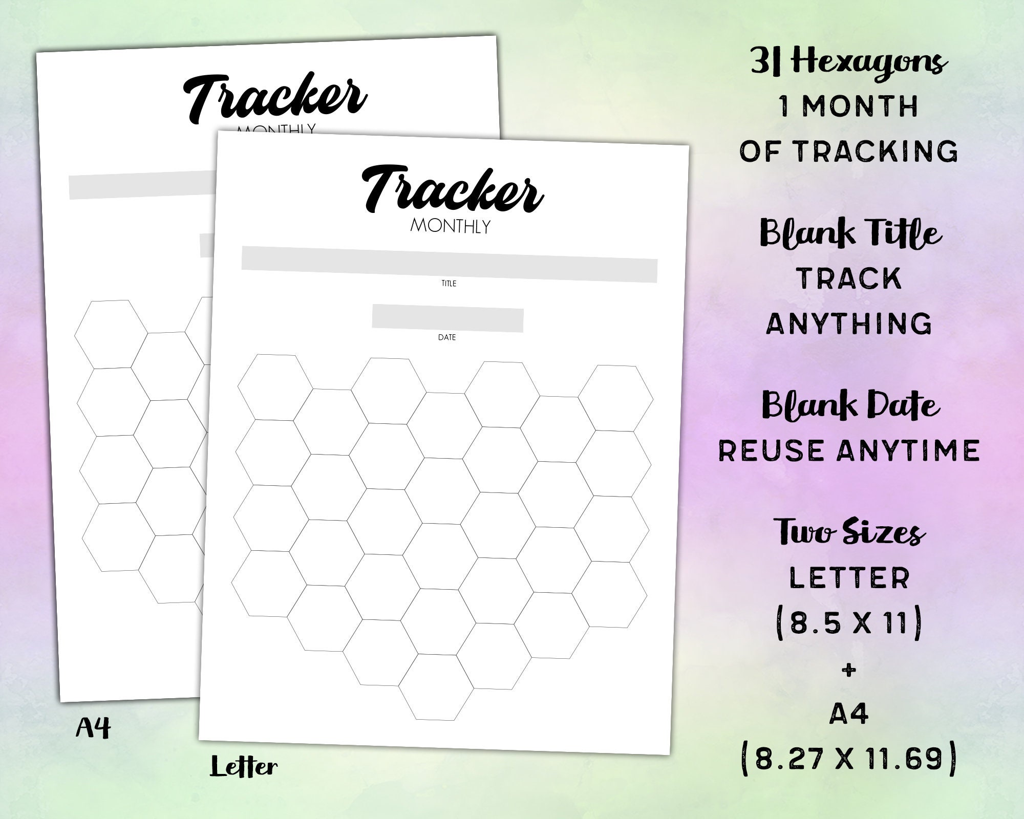 Basic Hexagon Annual Tracker Printable Hexagon Monthly Tracker ...