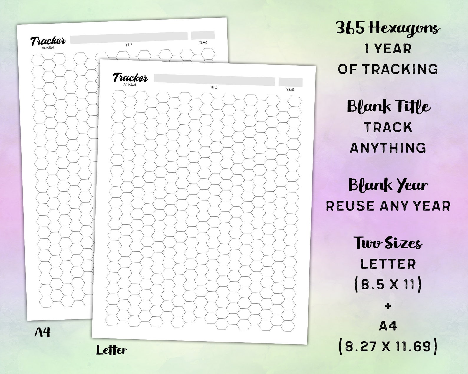 Basic Hexagon Annual Tracker Printable Hexagon Monthly Tracker ...