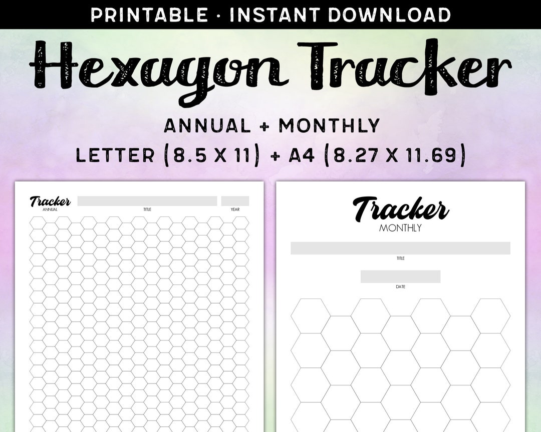 Basic Hexagon Annual Tracker Printable Hexagon Monthly Tracker ...