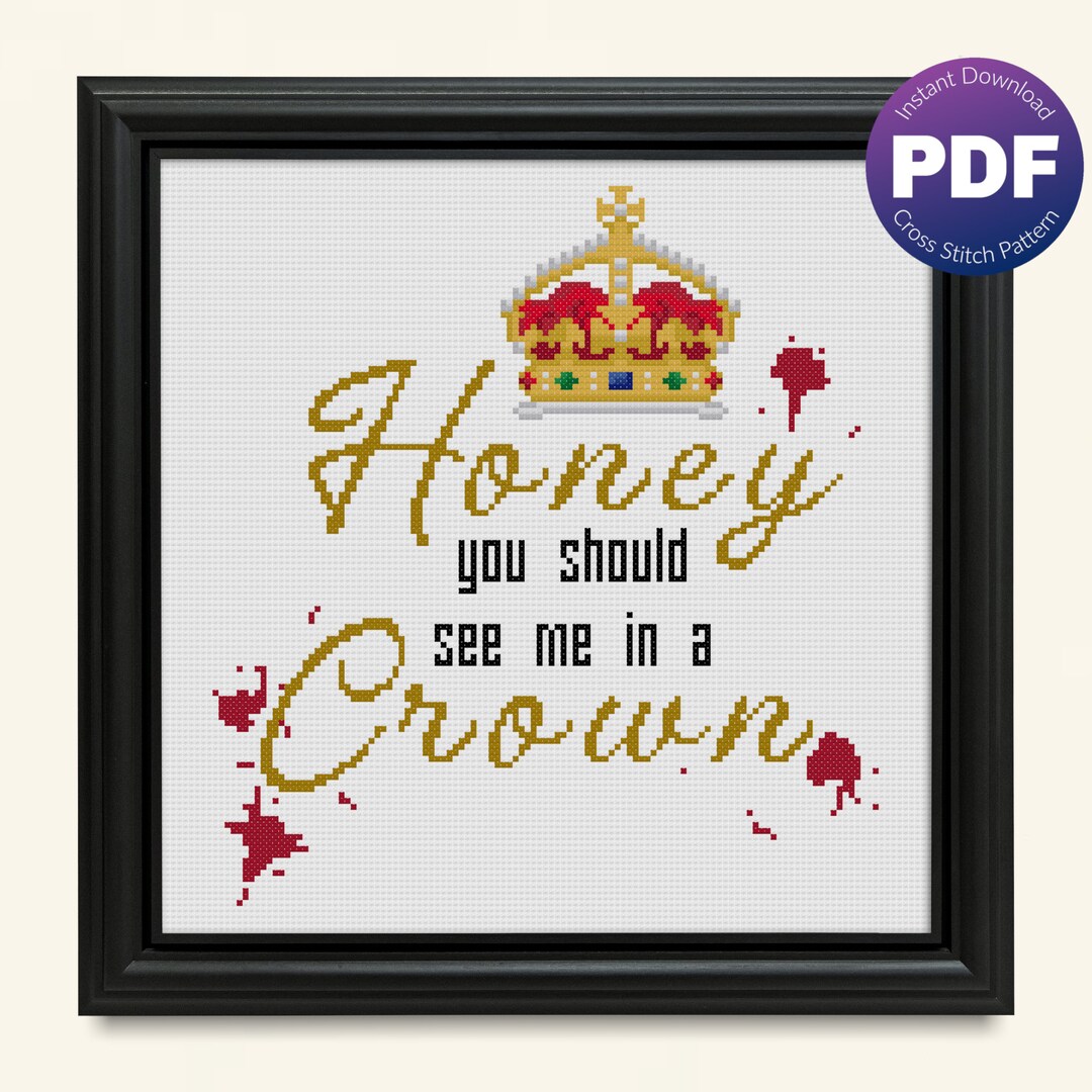 Crown Cross Stitch Pattern - Quote - PDF Instant Download - Etsy
