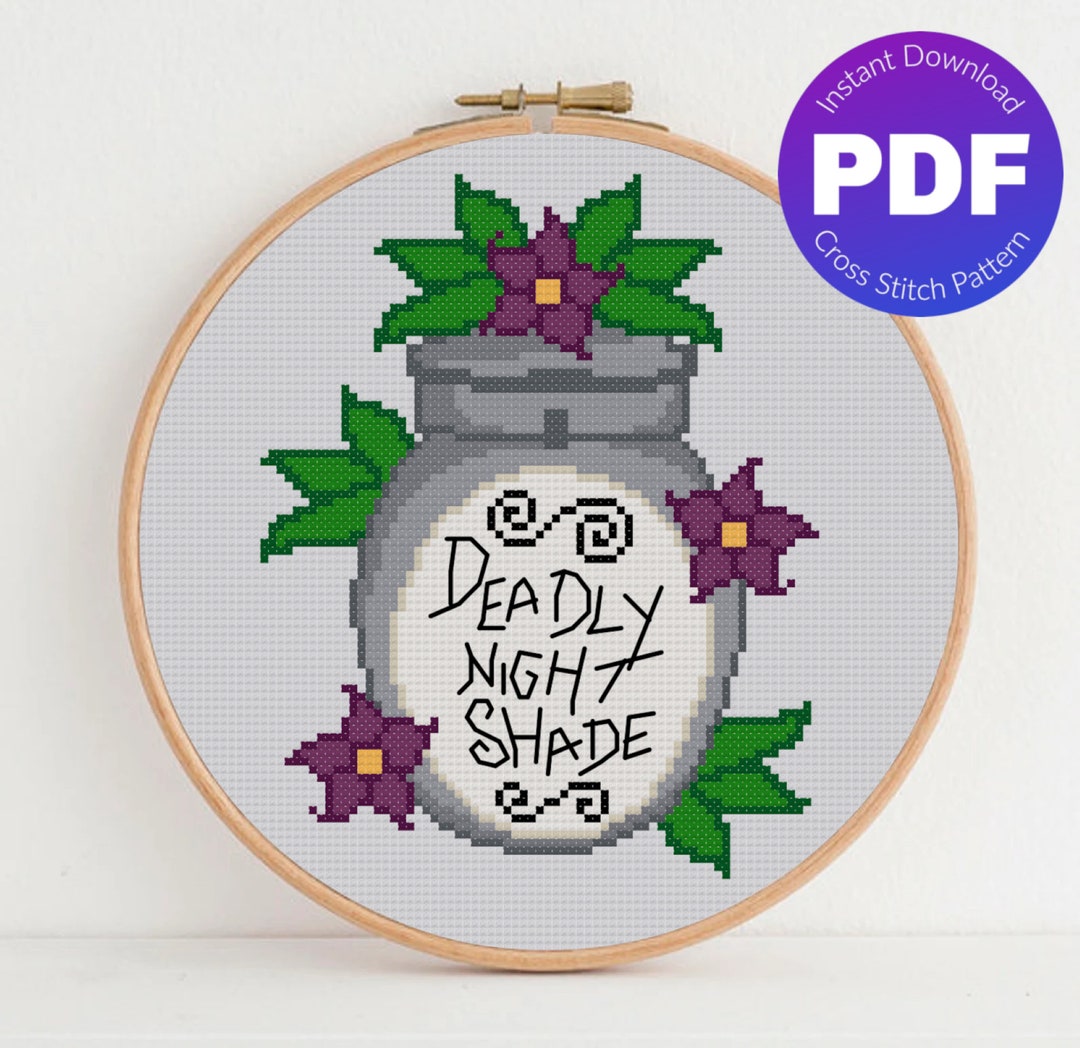 Gothic Cross Stitch Pattern Deadly Nightshade PDF Instant Download - Etsy