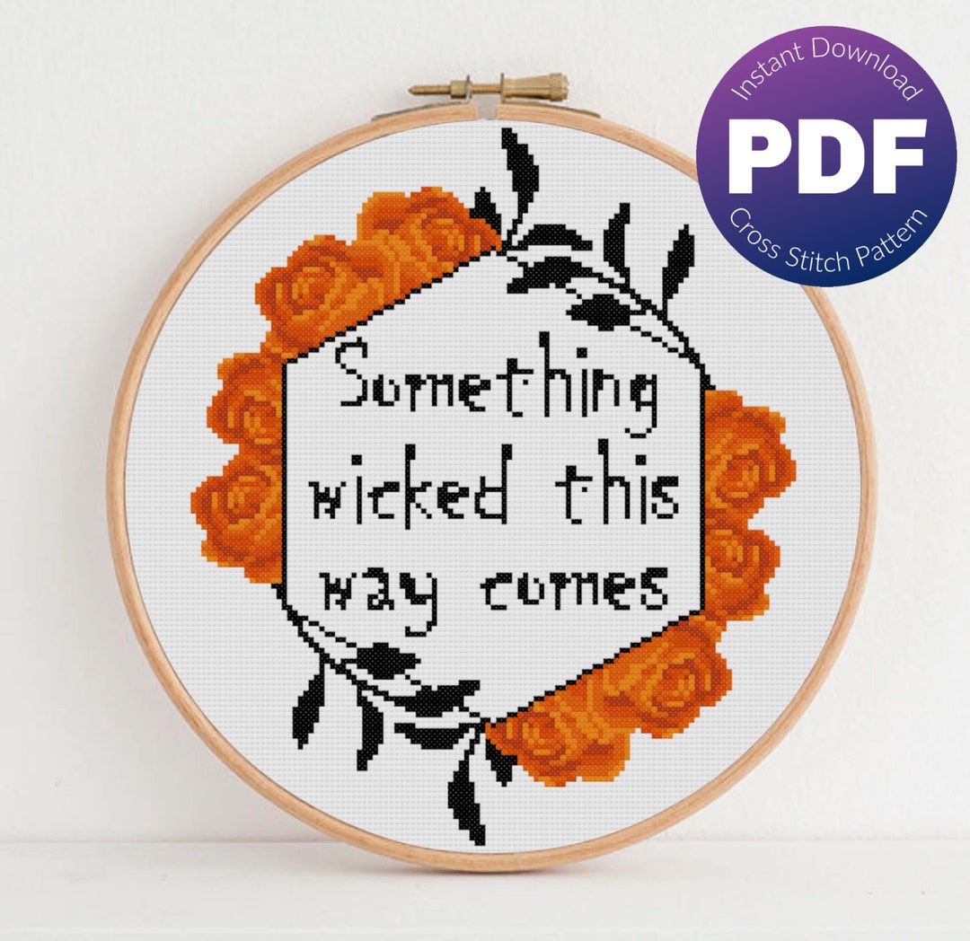 Wicked Quote Cross Stitch Pattern - Halloween Floral, Spooky Quote ...