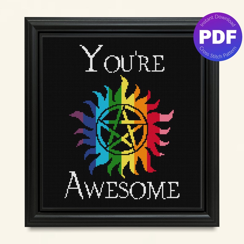 Supernatural Inspired Cross Stitch Pattern Rainbow - Etsy
