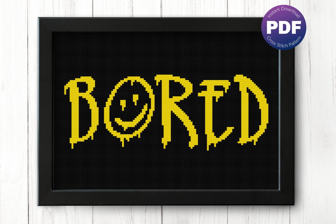 Detective Cross Stitch Pattern - Bored - PDF Instant Download - Etsy