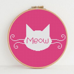 Cat Cross Stitch Pattern - Cute Cat Silhouette, Meow, French Kitty ...