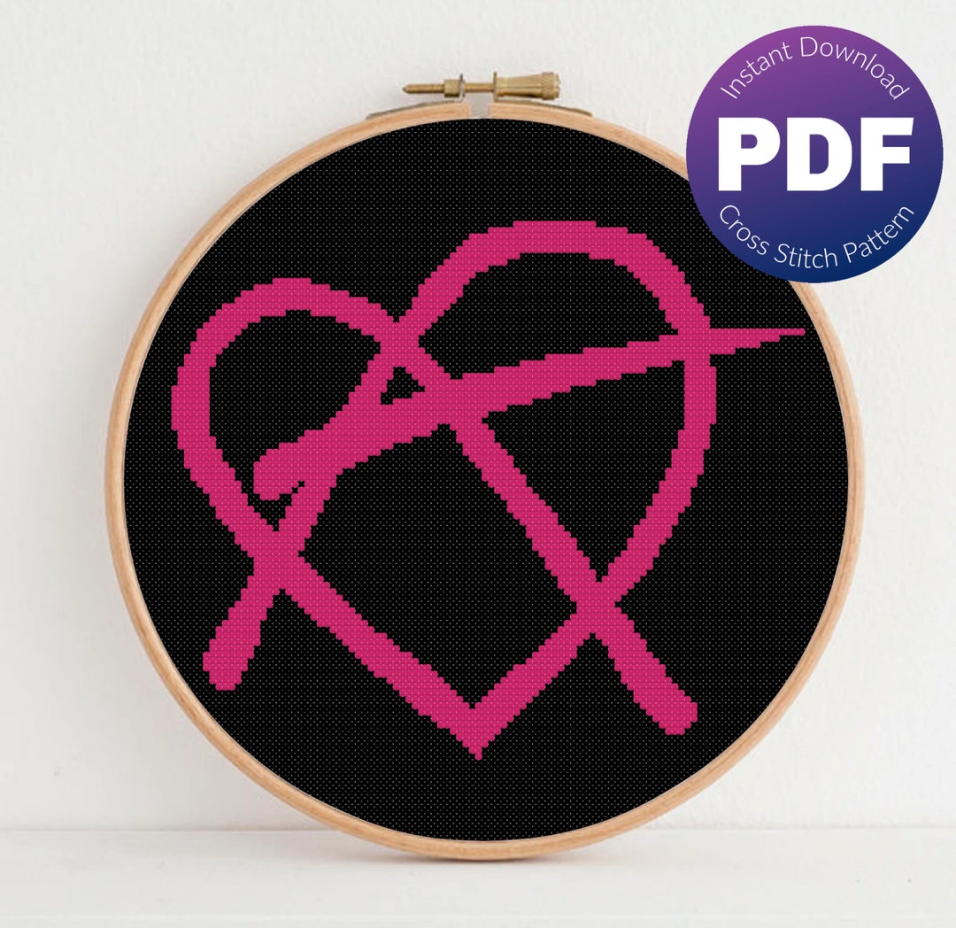 Anarchy Cross Stitch Pattern - Anarchy Heart Symbol - PDF Instant ...