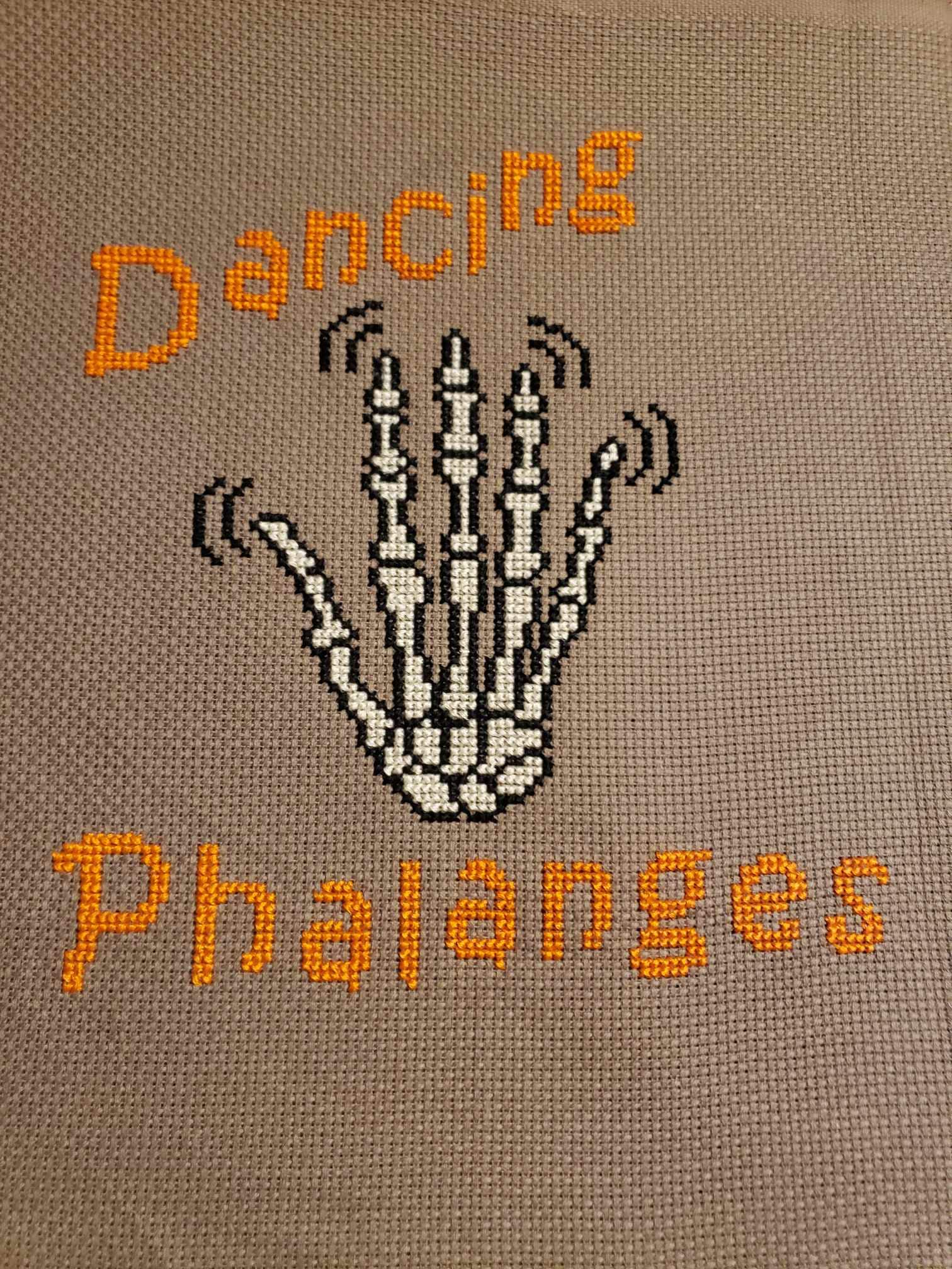 Skeleton Hand Cross Stitch Pattern - Dancing Phalanges, Funny Quote ...