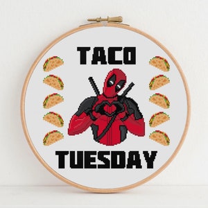 Superhero Cross Stitch Pattern - Taco Tuesday, Superhero, Funny - PDF ...