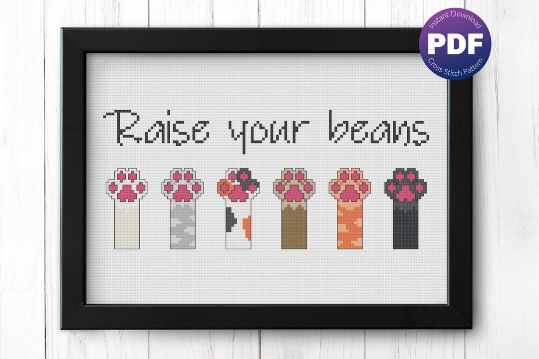 Cat Paws Cross Stitch Pattern - Raise Your Beans - PDF Instant Download ...