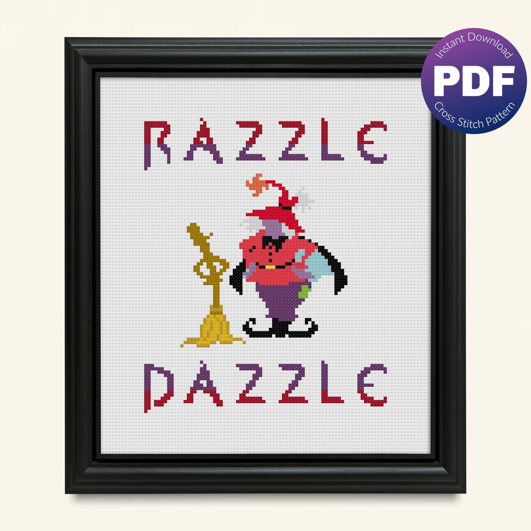 Hero Cross Stitch Pattern - Madame Razz and Broom, Razzle Dazzle, Quote ...