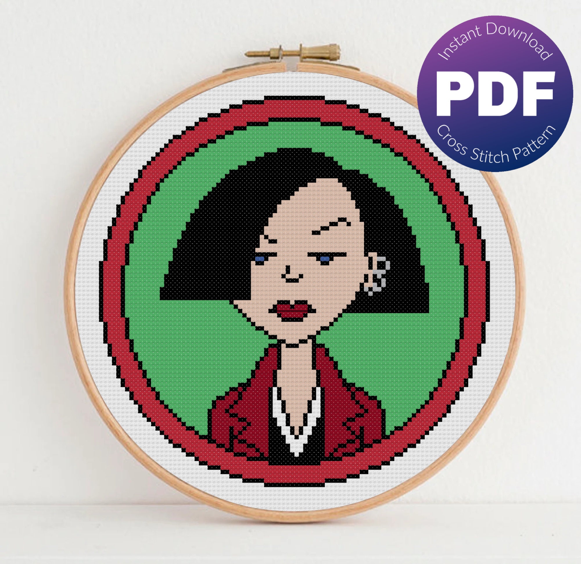 90s Cross Stitch Pattern - Cynical Girl - PDF Instant Download - Etsy