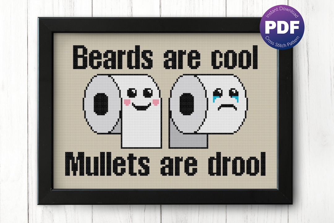Funny, Snarky Bathroom Quote Cross Stitch Pattern - Toilet Paper Beard ...