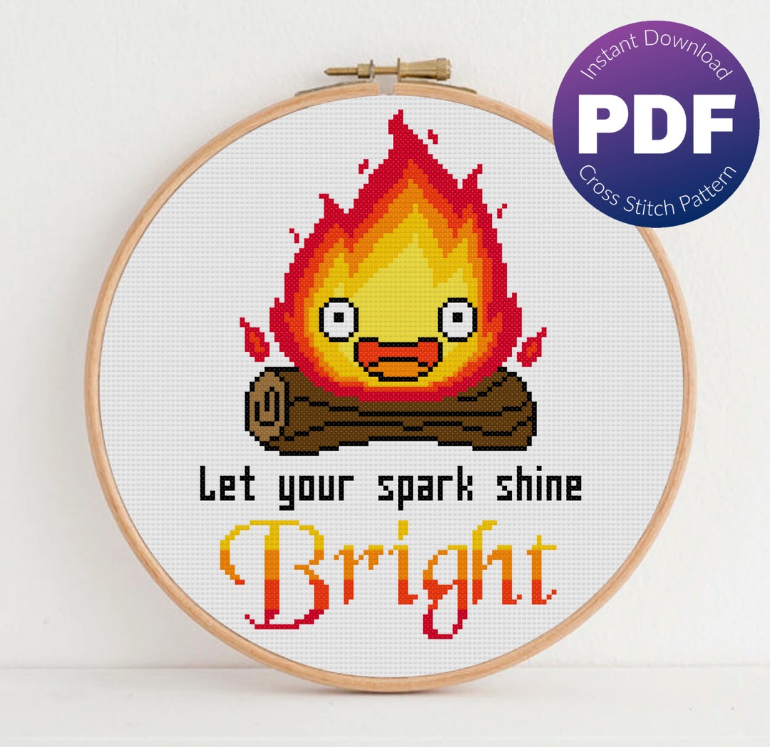 Fire Demon Cross Stitch Pattern - Let Your Spark Shine Bright, Fire ...