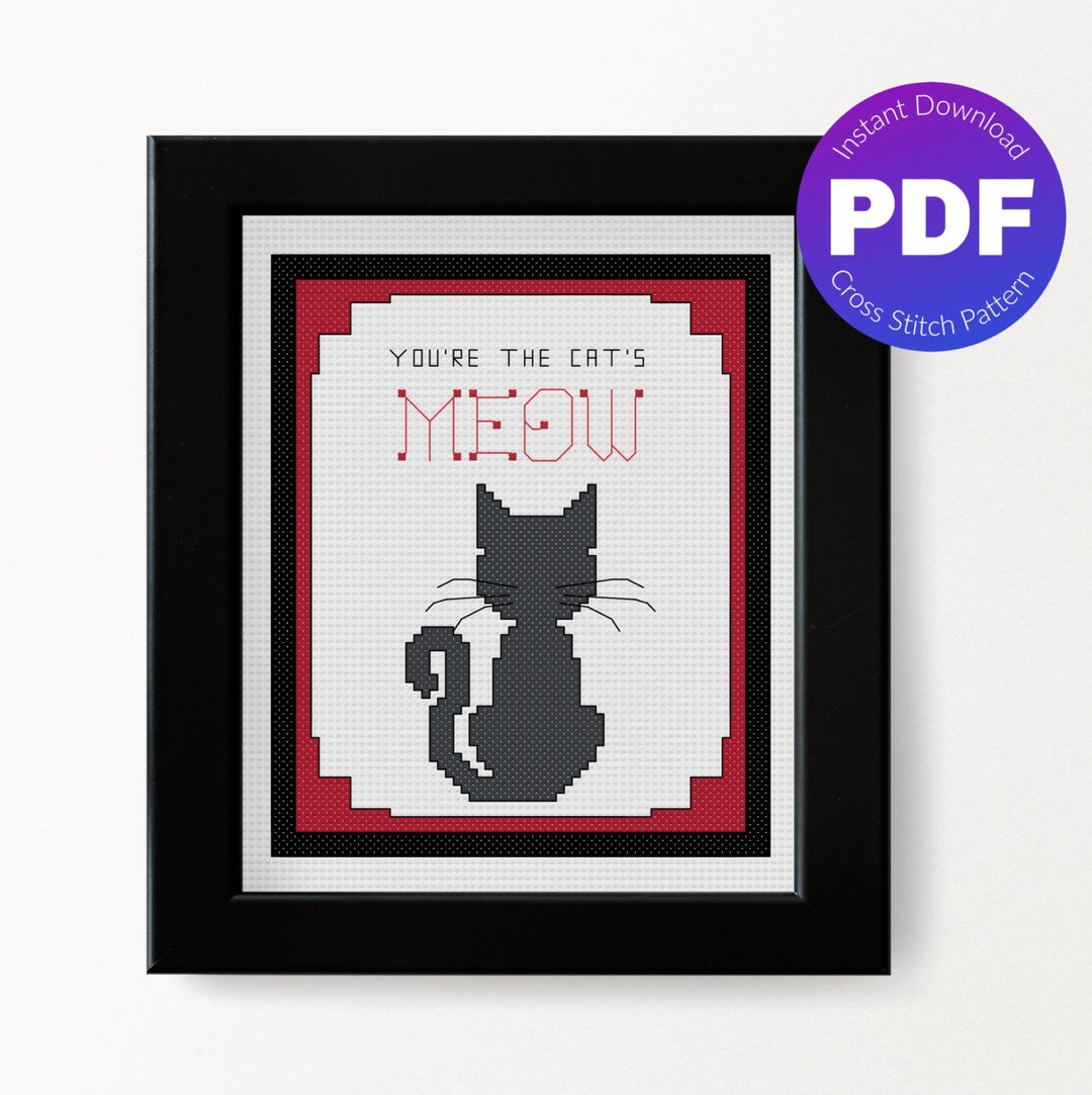 Cat Cross Stitch Pattern - the Cat's Meow - PDF Instant Download - Etsy