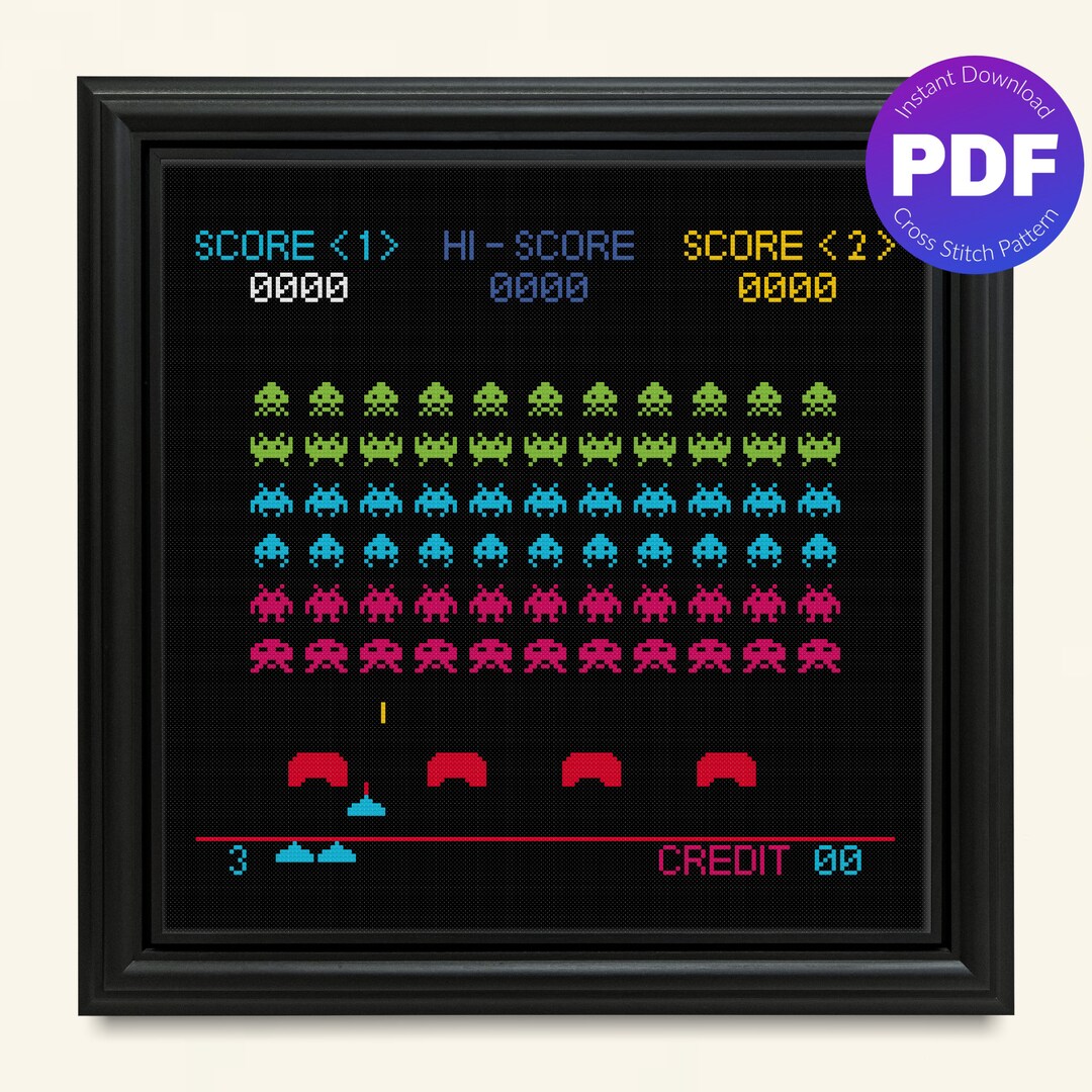 Gaming Cross Stitch Pattern - '80s Video Game Arcade Screenshot - PDF ...