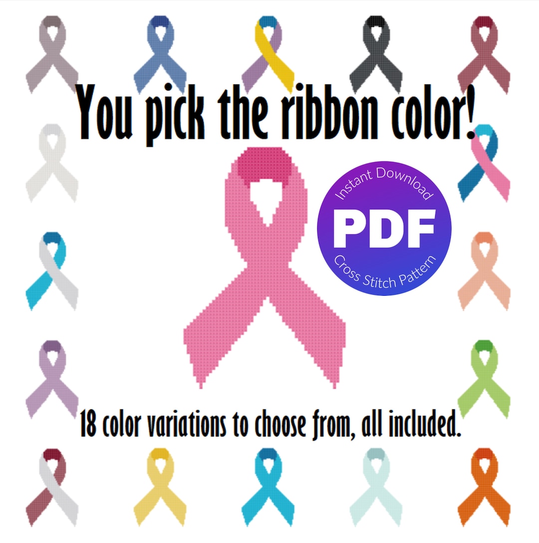 Cancer Awareness Ribbon Cross Stitch Pattern, PDF Instant Download - Etsy