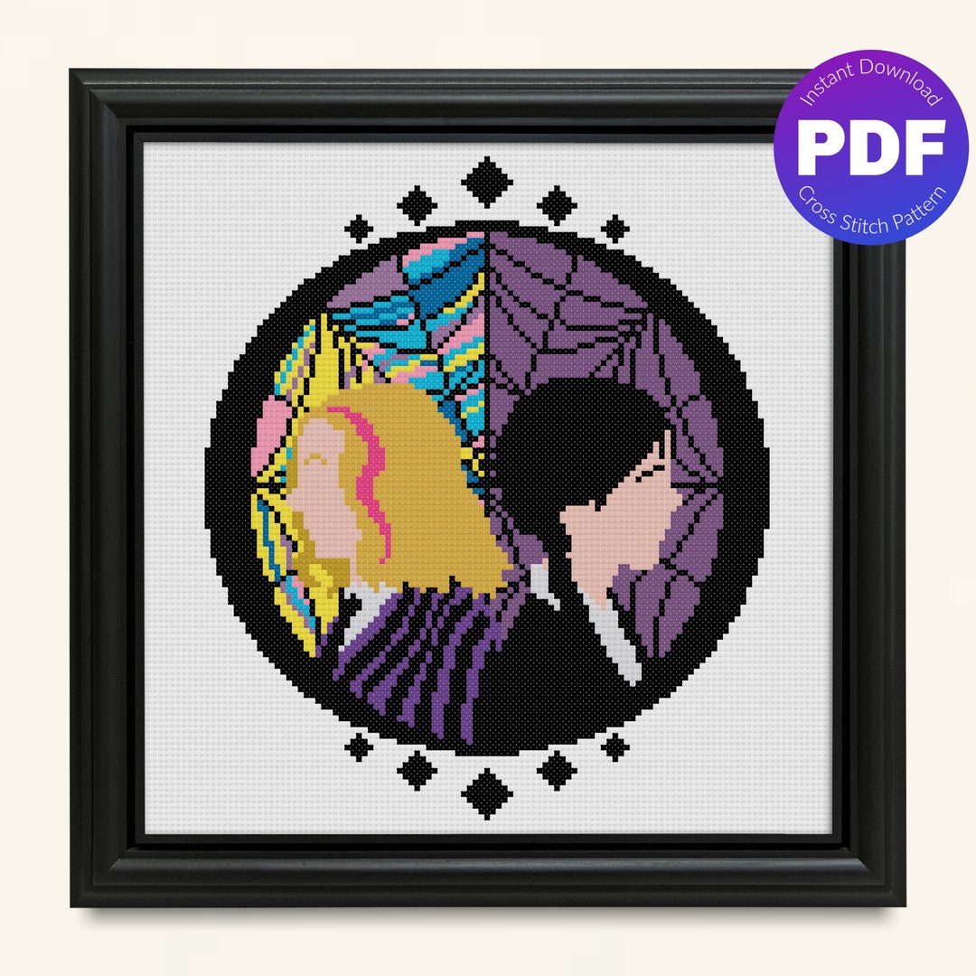 Gothic Cross Stitch Pattern - Spider Web, Colorful, Window - PDF ...