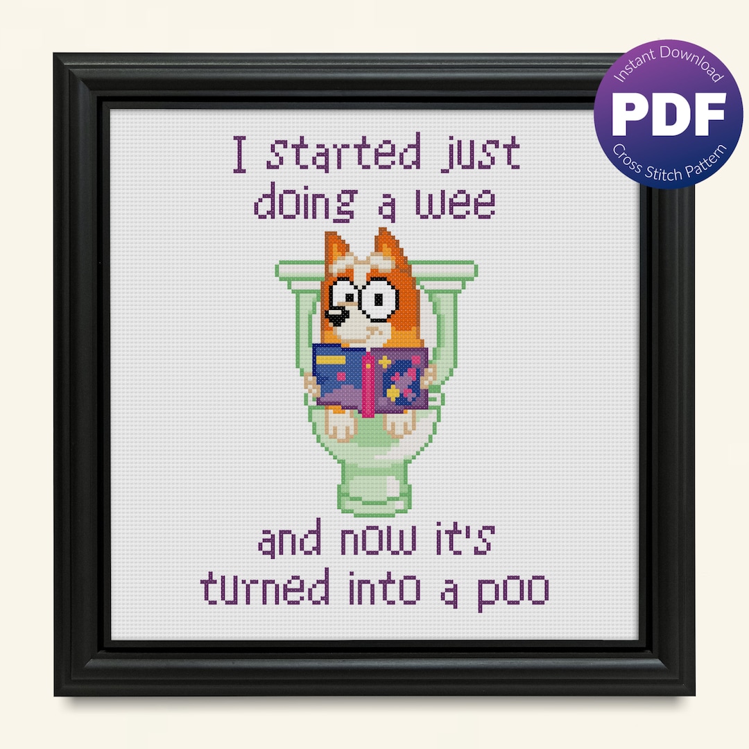 Dog Cross Stitch Pattern Bingo Quote, Funny Bathroom Quote, Wee Turned ...