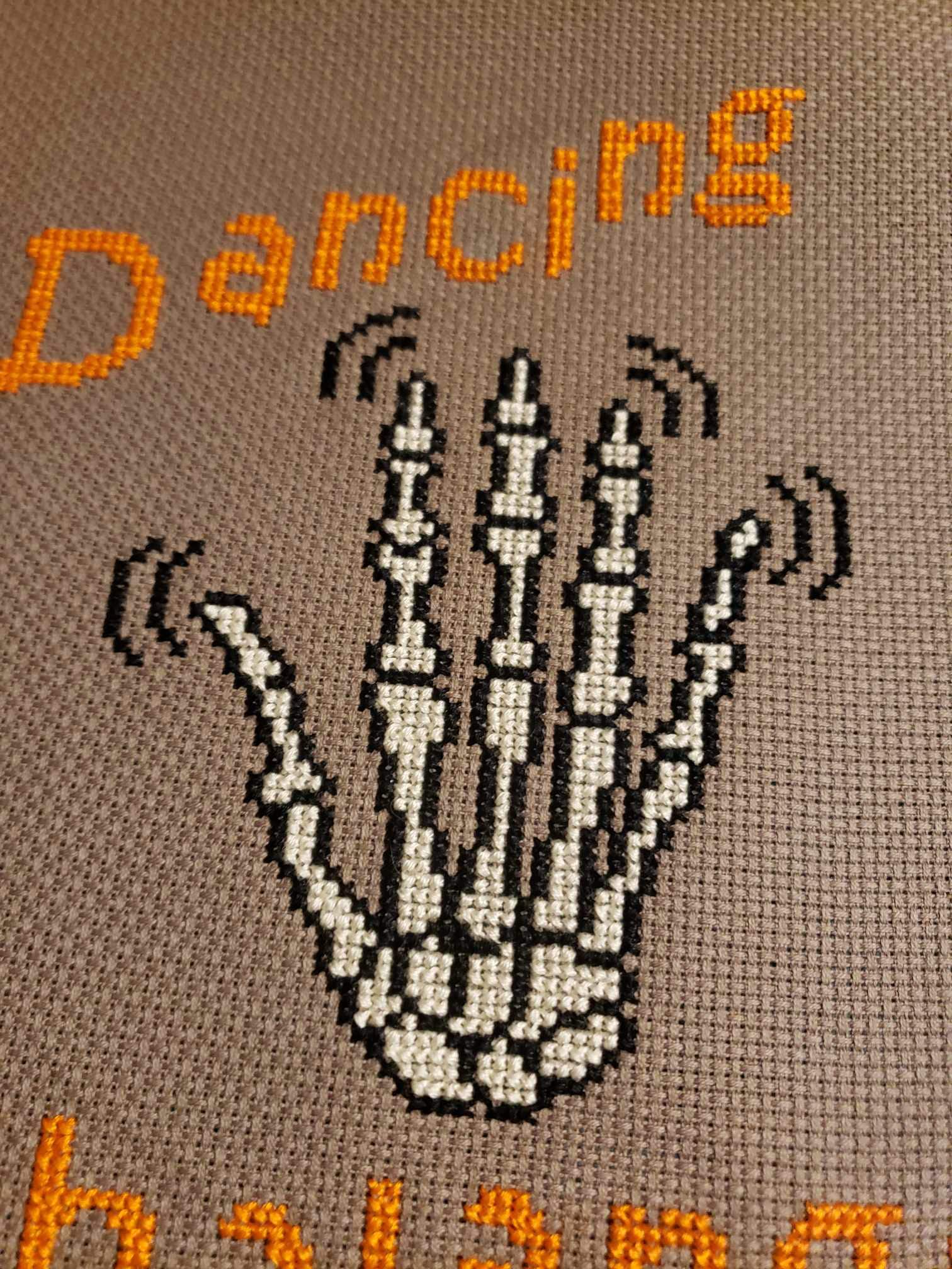 Skeleton Hand Cross Stitch Pattern - Dancing Phalanges, Funny Quote ...