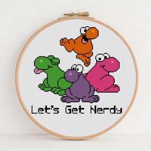 Nerds Cross Stitch Pattern - Let's Get Nerdy Quote, Playful Nerds ...