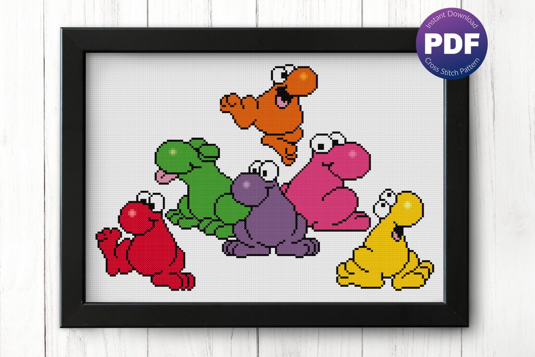 Nerds Cross Stitch Pattern - Playful Nerds, Colorful, Red, Green ...