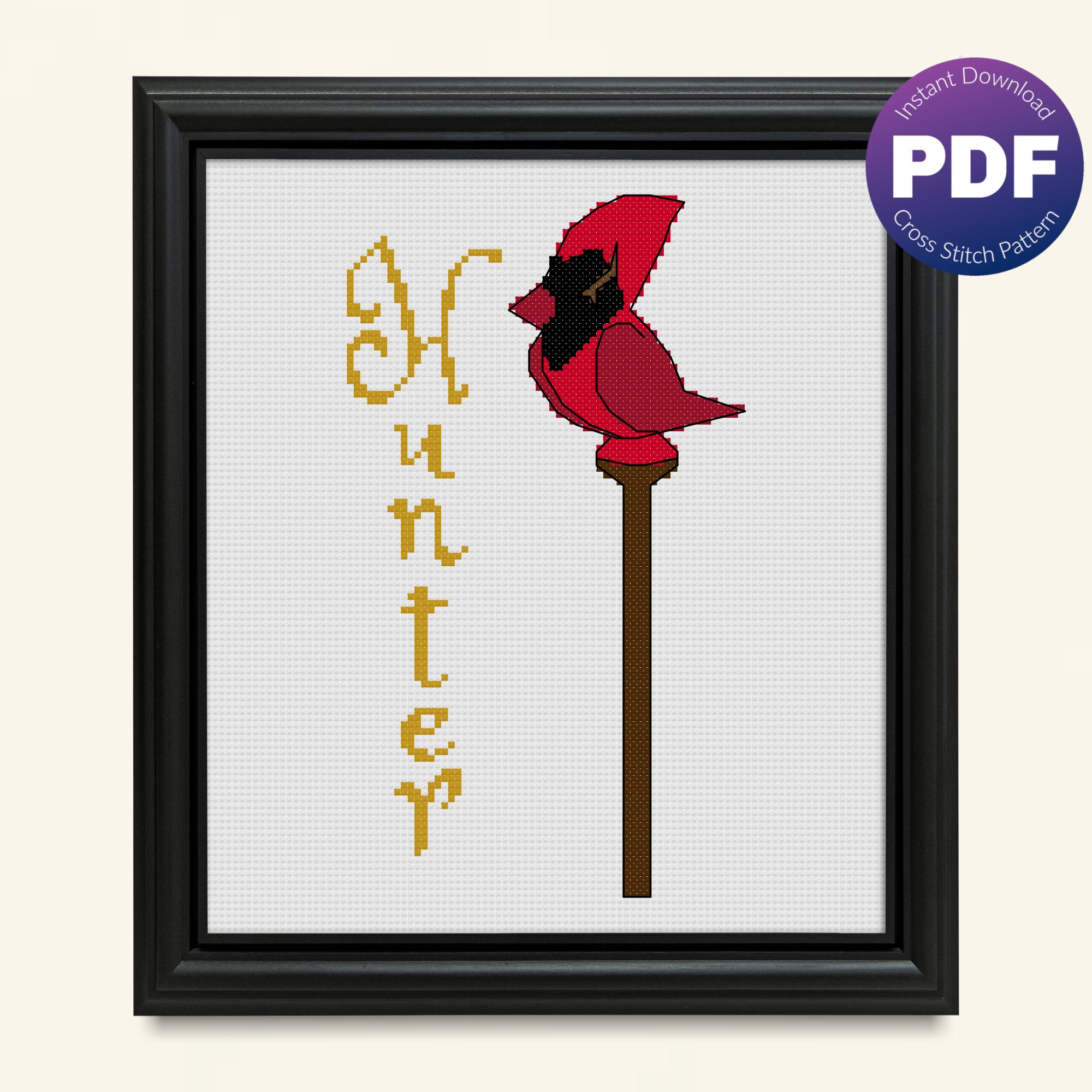 Cardinal Staff Cross Stitch Pattern - Magic Staff - PDF Instant ...