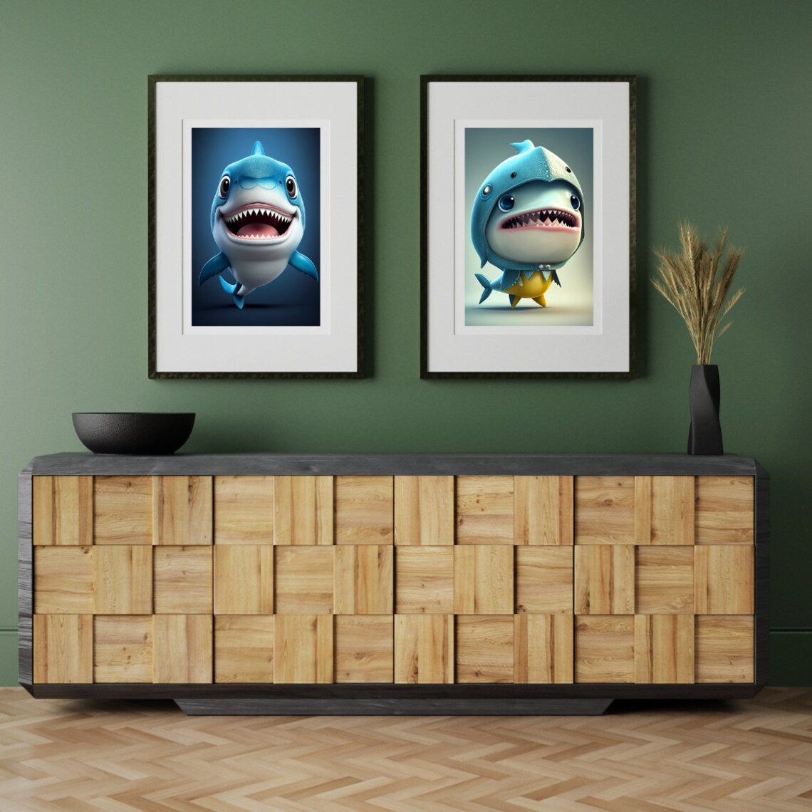 Cute Baby Shark Art Print – Snug Hoodie Kid's Room Decor (digital ...