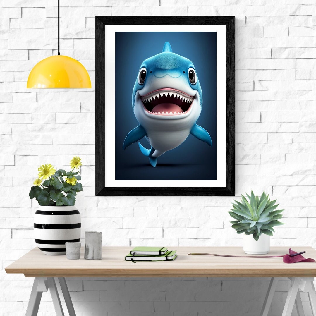 Cute Baby Shark Poster Card - Digital Download - Etsy