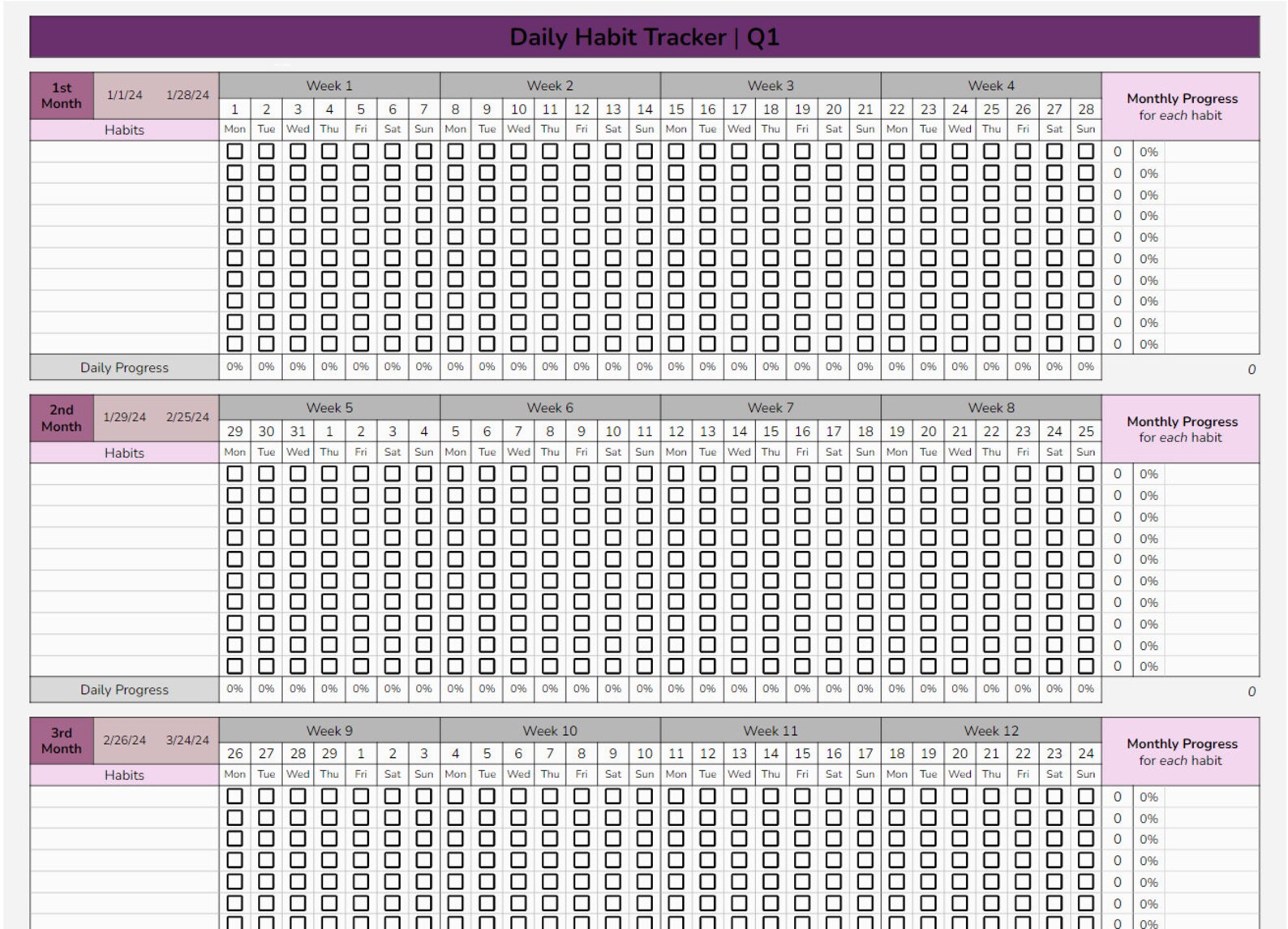 The 12-week Year Template - Etsy