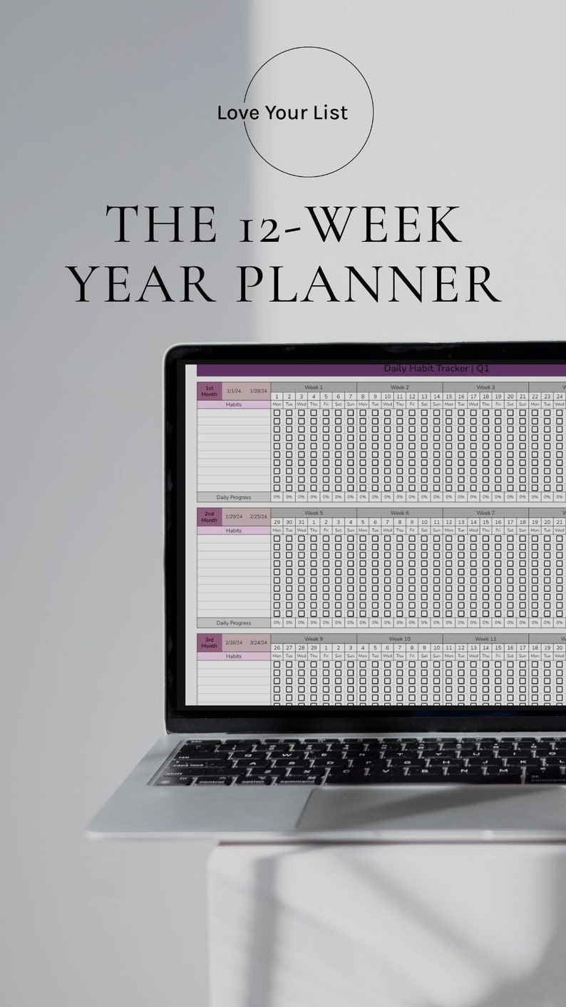 The 12-week Year Template - Etsy