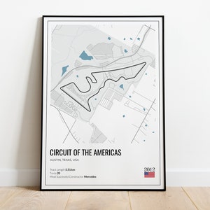 Formula 1 Circuit of the Americas, Formula 1 Wall Art, F1 Track Print ...