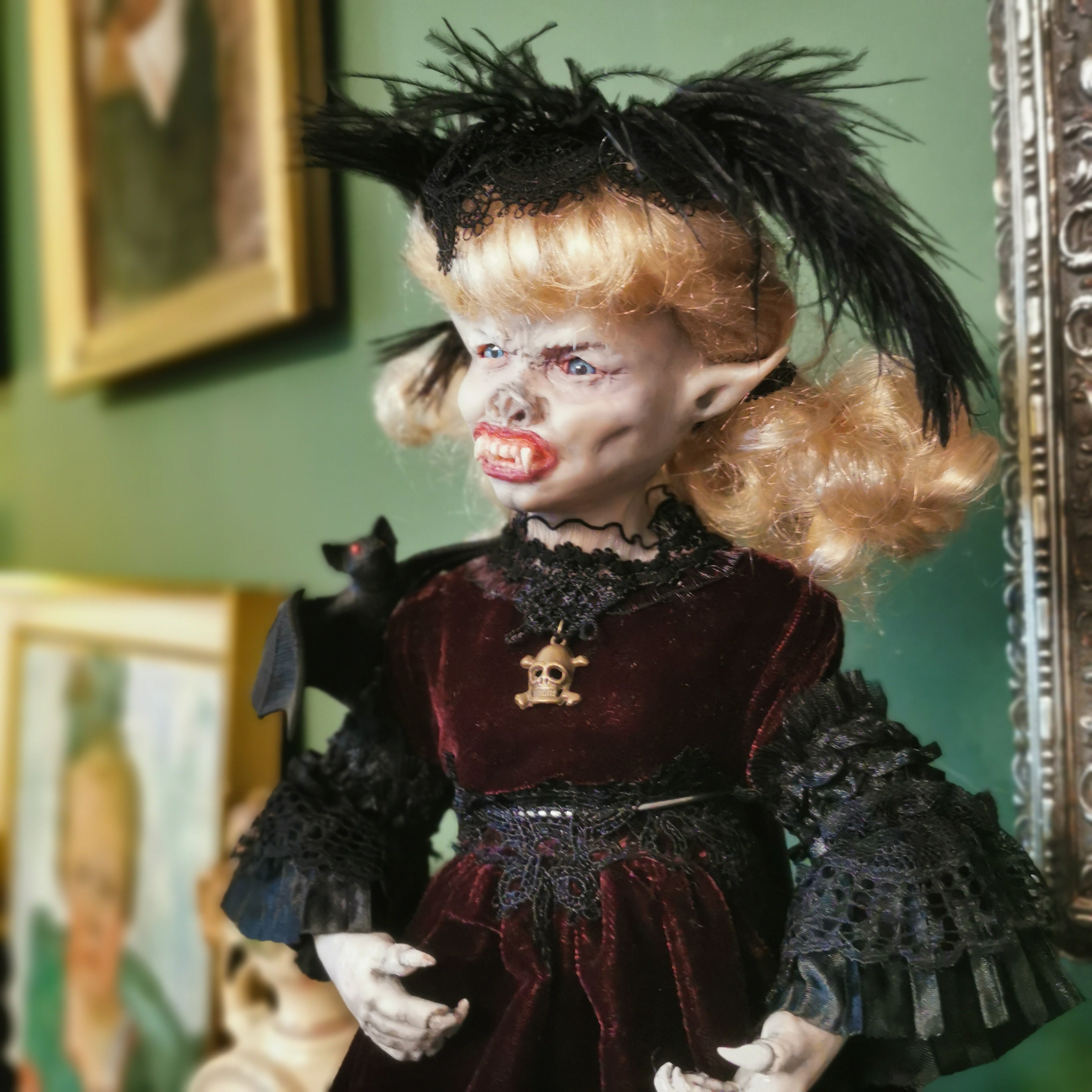 Cursed Vampire Doll NINNETTE With Coffin Halloween Horror Art Unique ...
